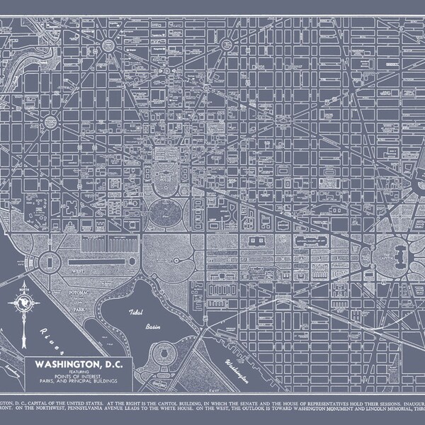 Washington Dc Map - Etsy