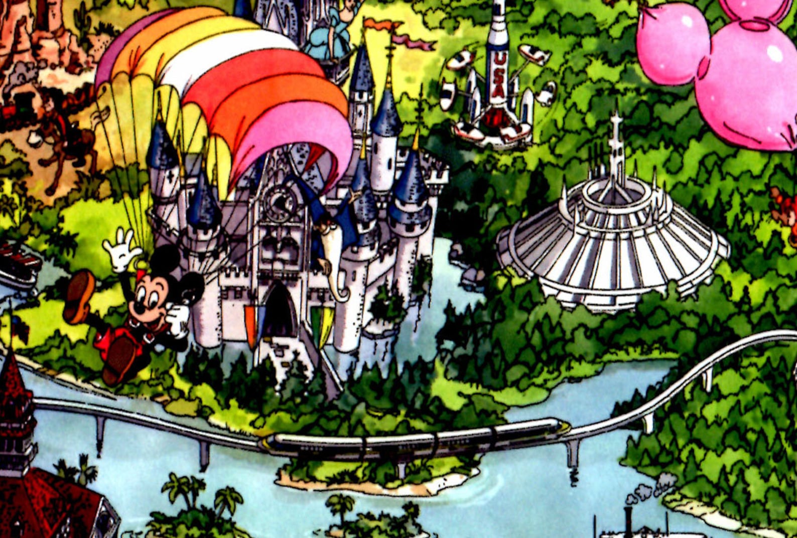 Disney World Map - Vintage - Disney Map - Panoramic Birds Eye View ...