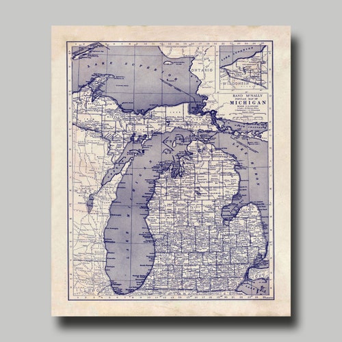 Michigan State Hand-drawn Map Poster Authentic 18x24-vintage - Etsy