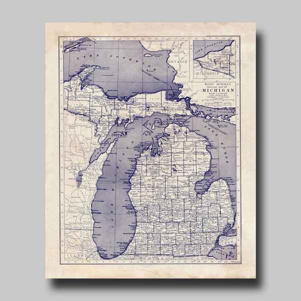 Michigan Map Art - Etsy