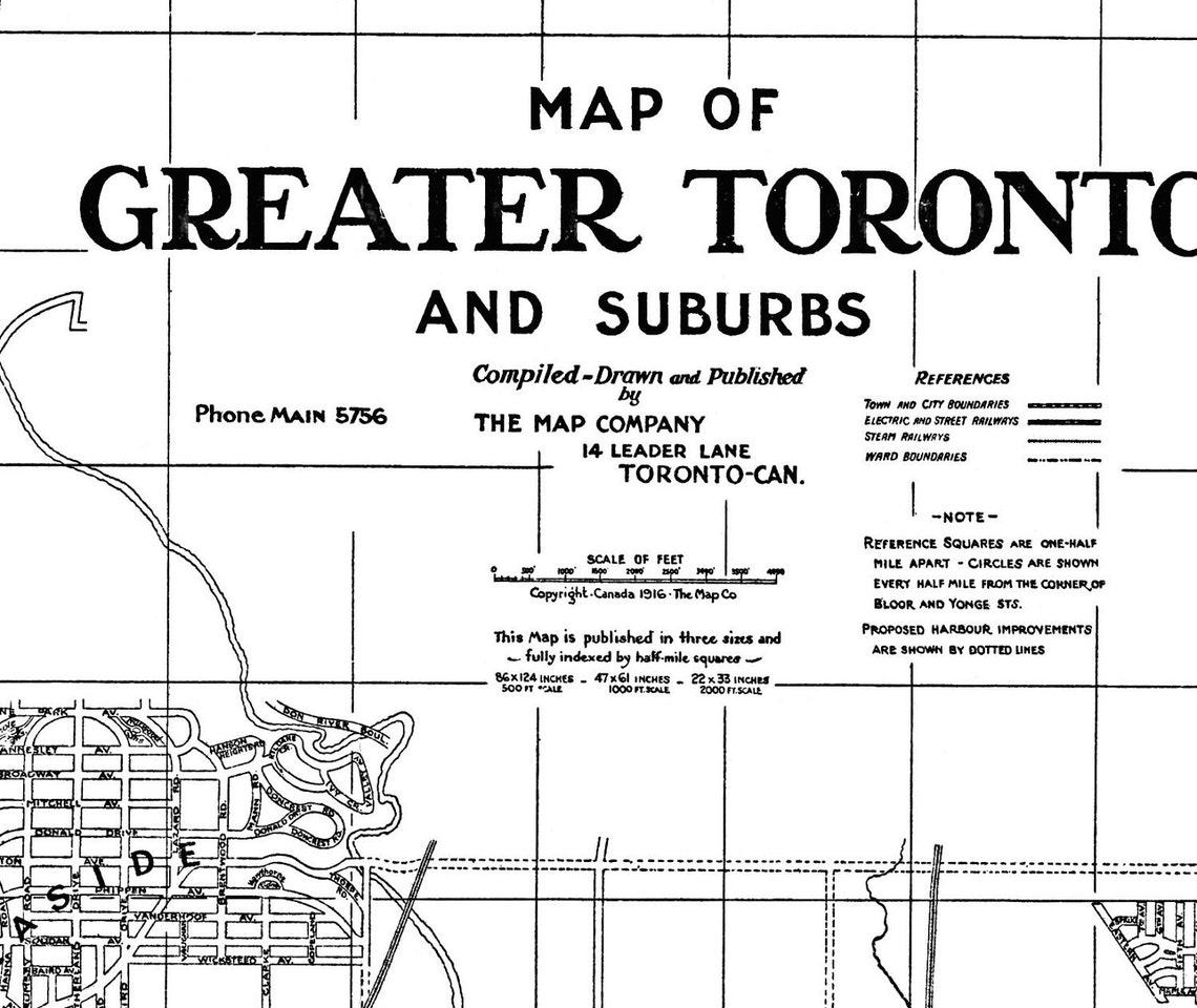 Toronto Map Vintage Street Map Print Poster - Etsy