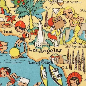 California - Map - Vintage - Print - Poster - Cartoon - Panoramic ...