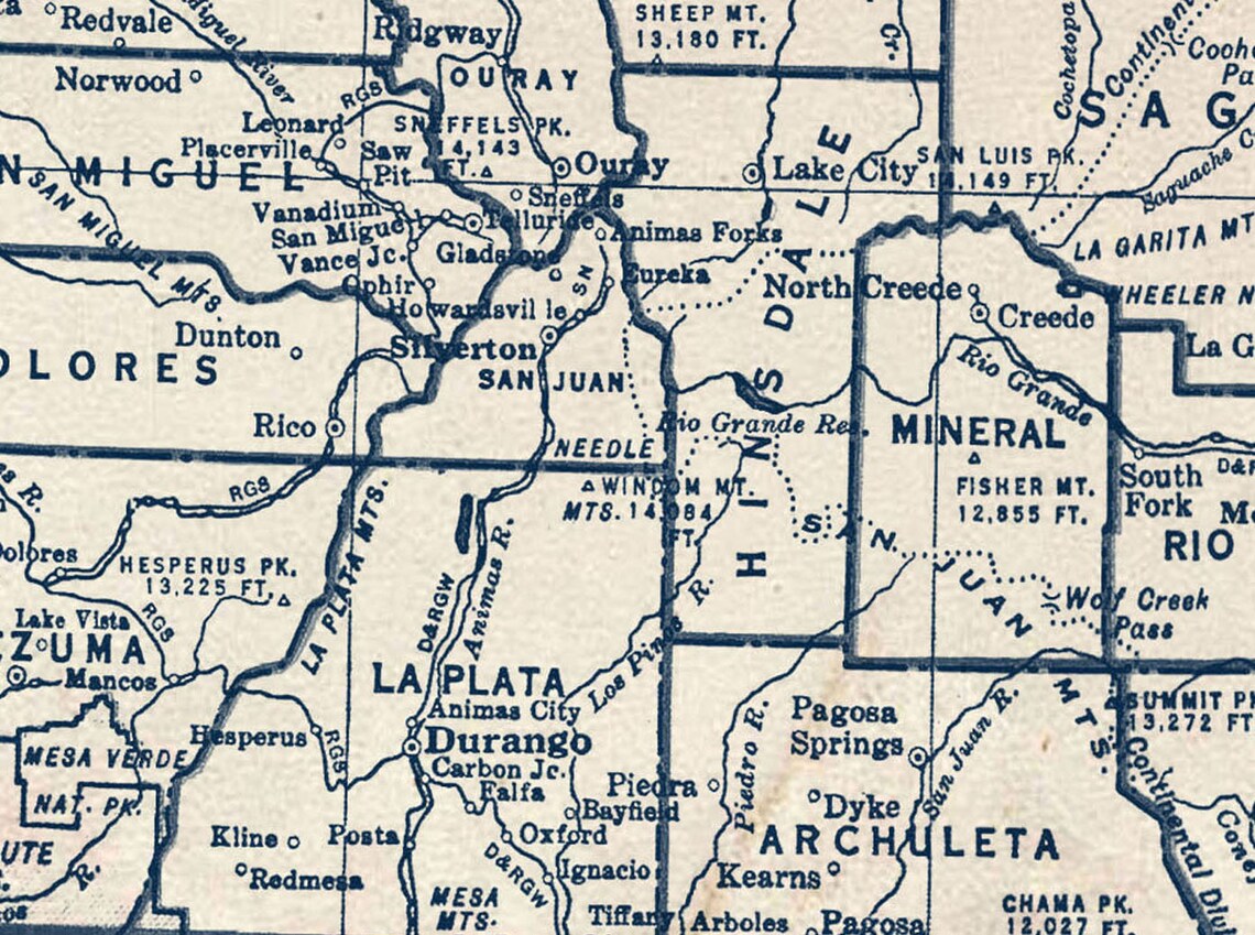 Colorado - Map - State Map - Vintage - Blueprint - Print Poster - Etsy