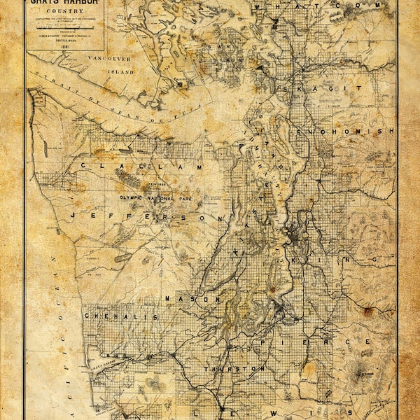 Puget Sound Map Poster Etsy