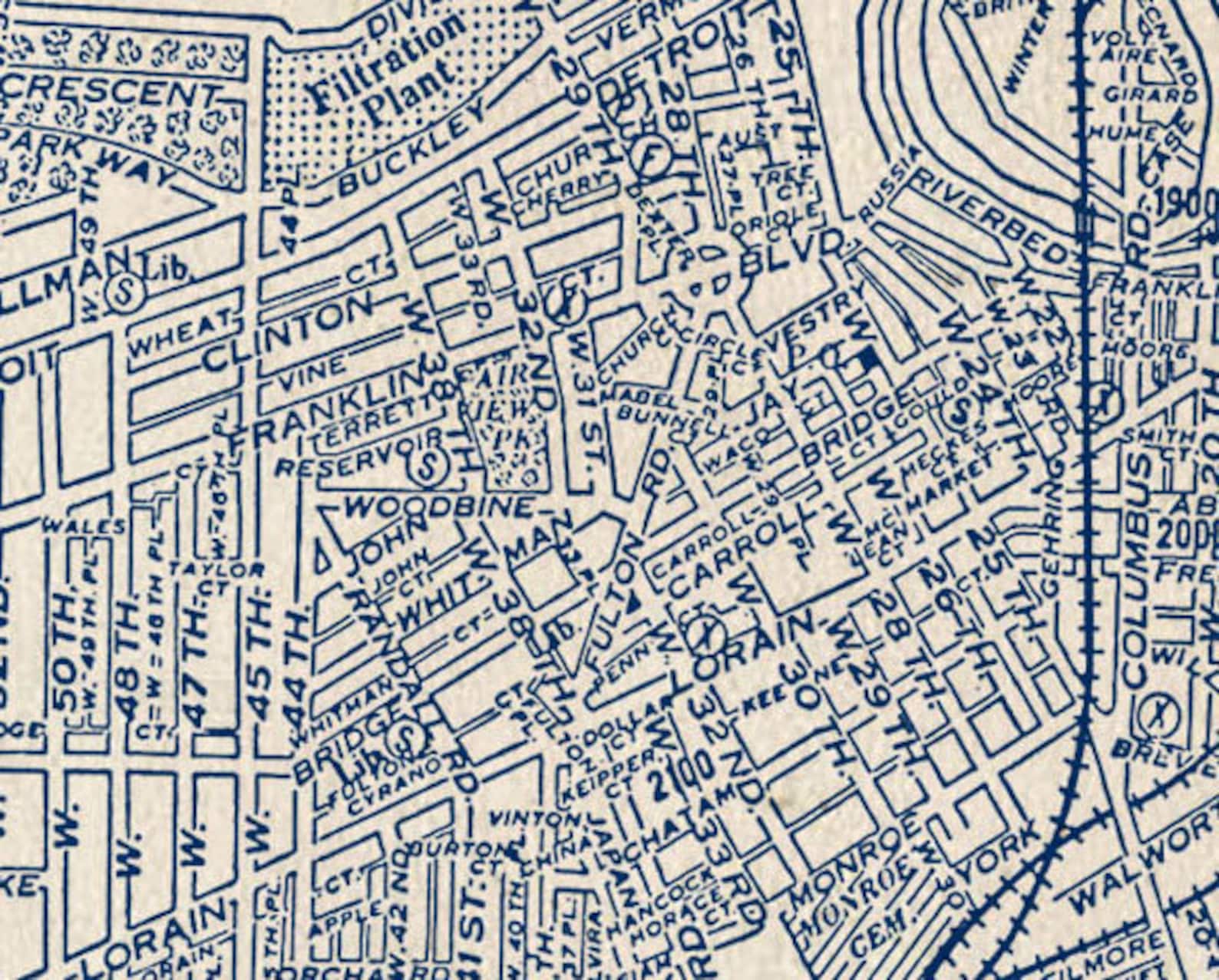 Cleveland Ohio Map Blueprint Vintage Grunge Print - Etsy