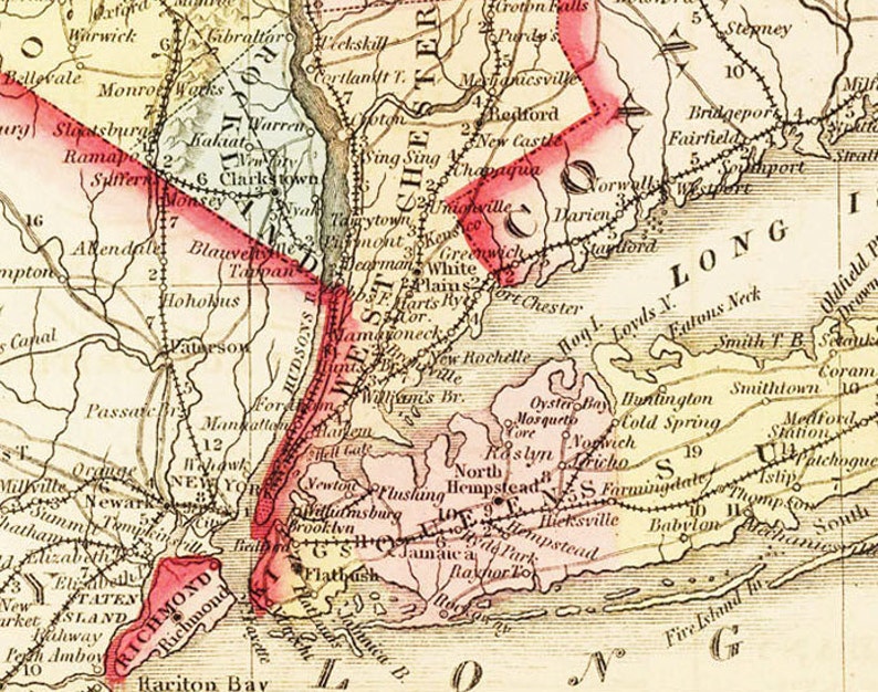 1859 Map of New York Vintage Print Poster - Etsy