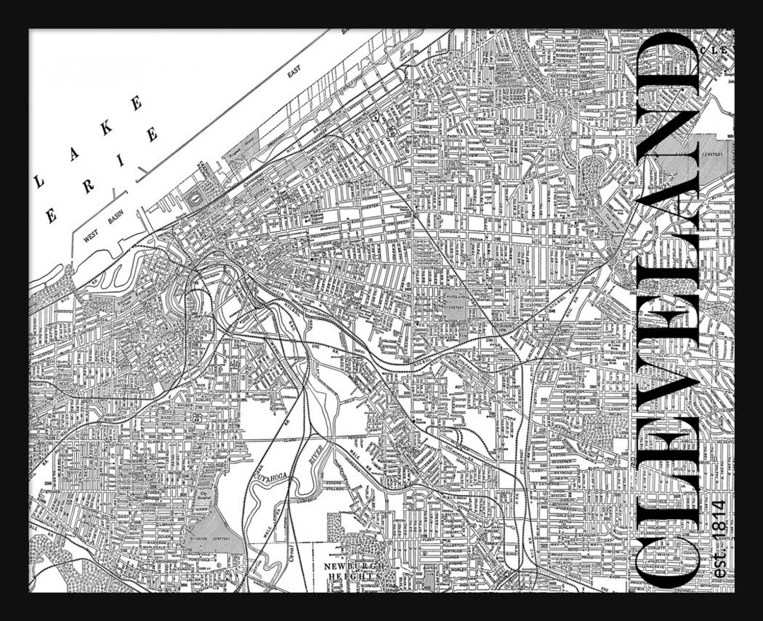 Cleveland Map Ohio Vintage Print Poster - Etsy