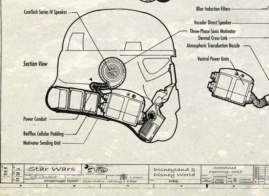 Star Wars Helmet Darth Vader Blueprint Disney World | Etsy