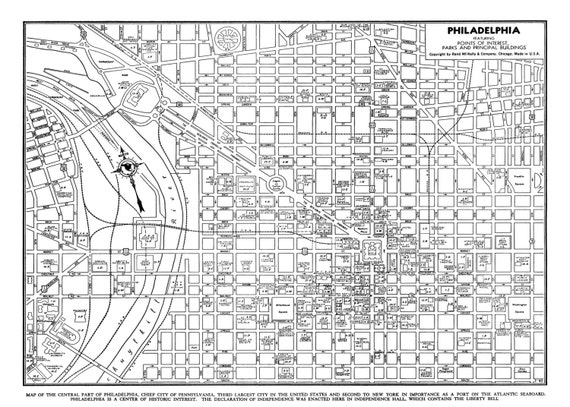 Philadelphia Street Map Vintage Print Poster | Etsy