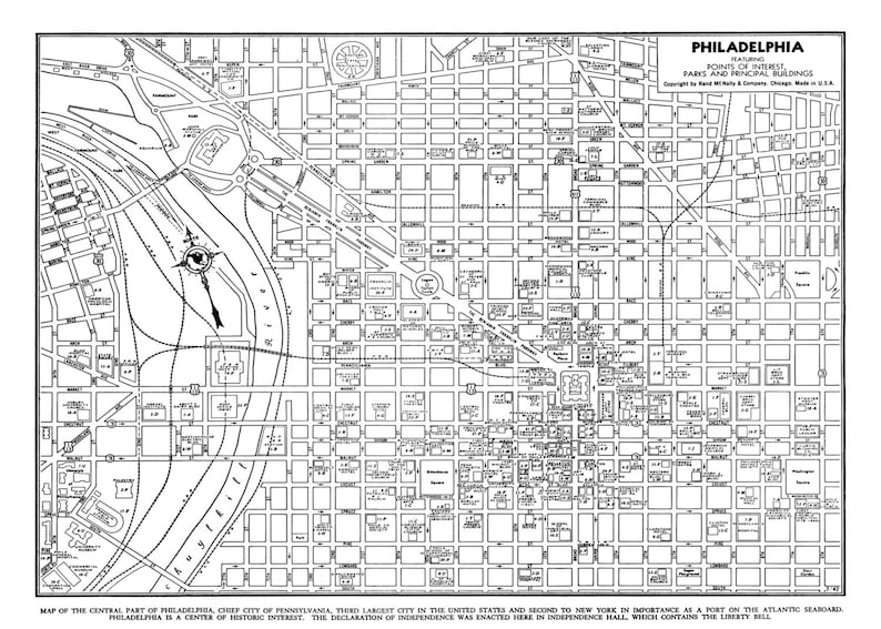Philadelphia Street Map Vintage Print Poster - Etsy