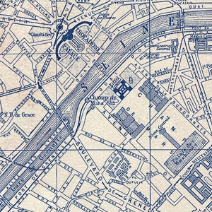 Paris - Map - Street Map - Blue - Blueprint - Poster - Print - Etsy