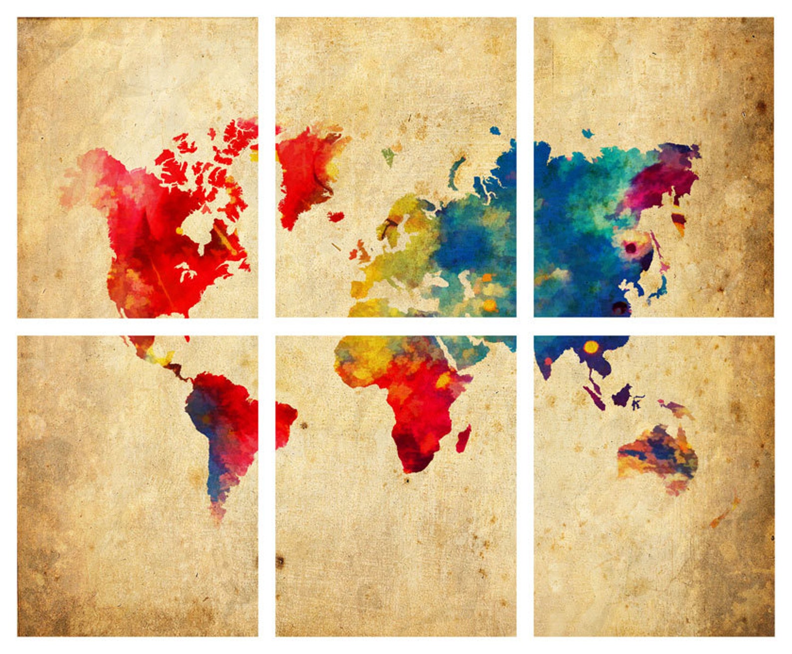 World Map Abstract 6 8x10 Prints Print Poster - Etsy
