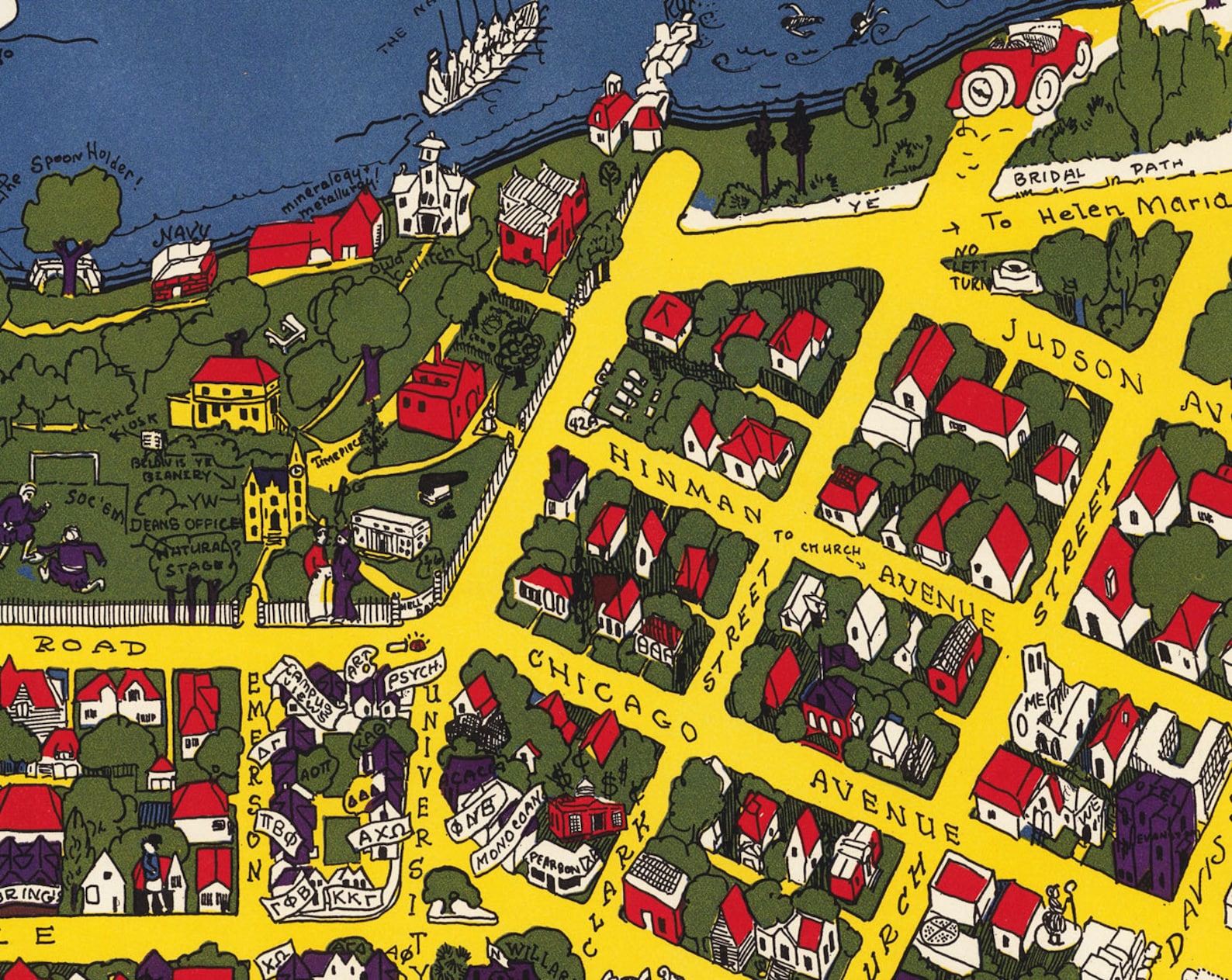 Northwestern University Map Vintage Print Poster - Etsy