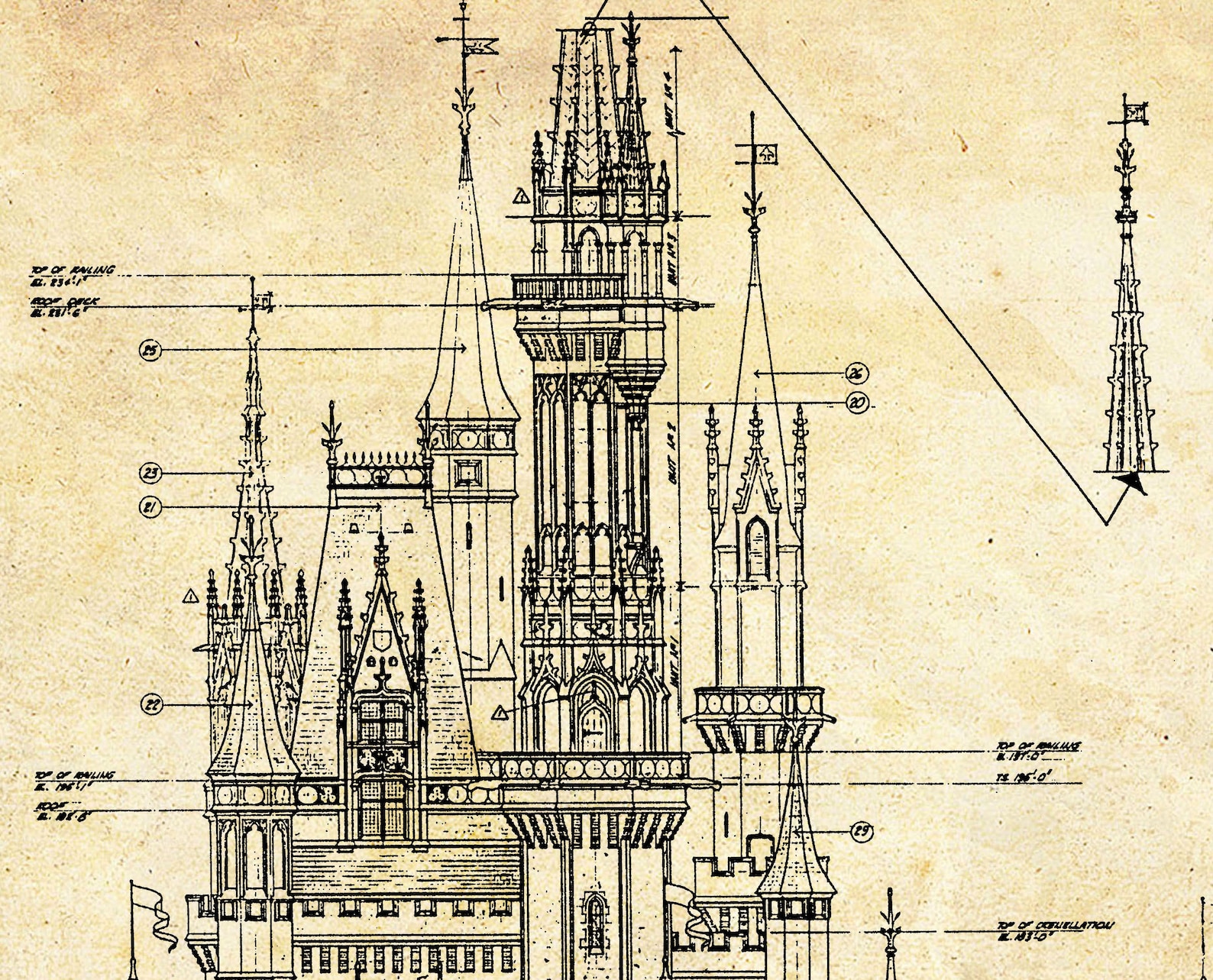 Disney World Castle Blueprint Disney Cinderella - Etsy