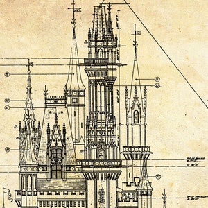 Disney World Castle - Blueprint - Disney - Cinderella - Sleeping Beauty ...