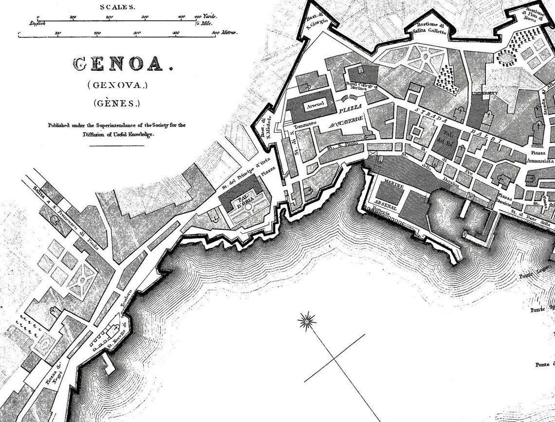 Vintage Map of Genoa Italy 11x14 Print Poster - Etsy