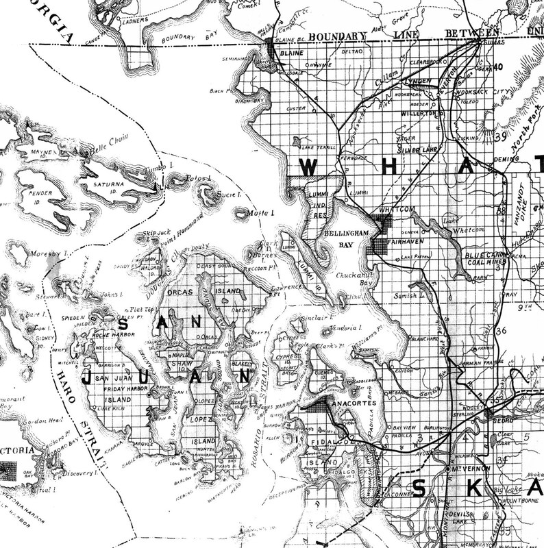 Puget Sound Map Vintage Print Poster Etsy