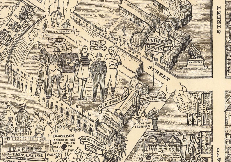 University of Pennsylvania Map Vintage Print Poster - Etsy