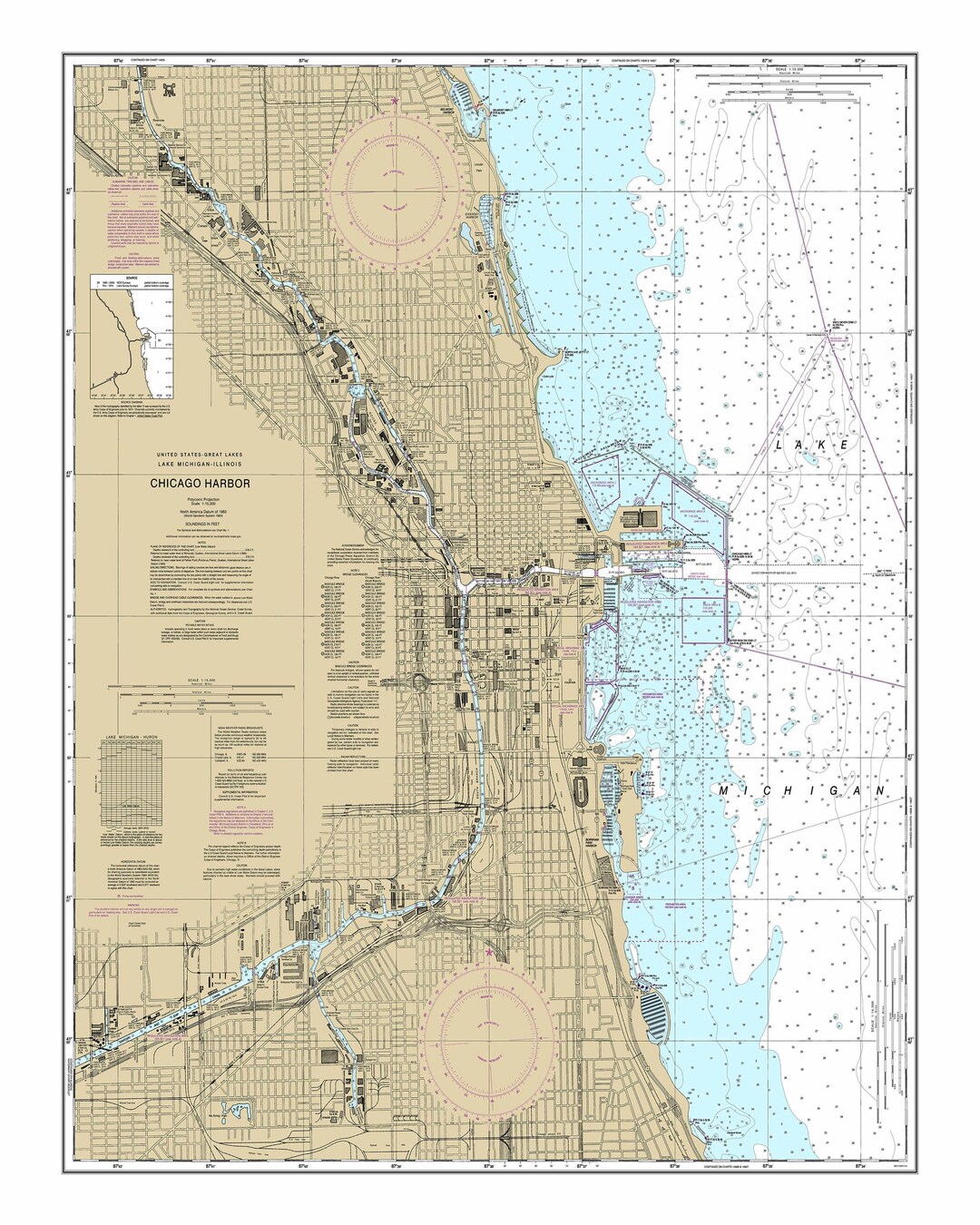 Chicago Map - Nautical Map - Nautical Chart - Map Art - Lake Superior ...