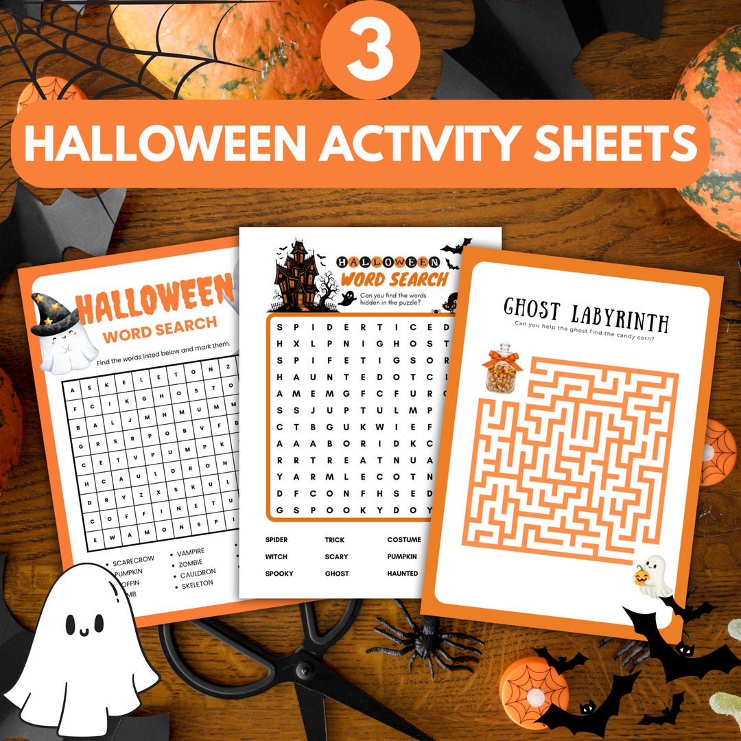 Halloween Kids Activity Pages | Printable Word Search & Maze Games ...