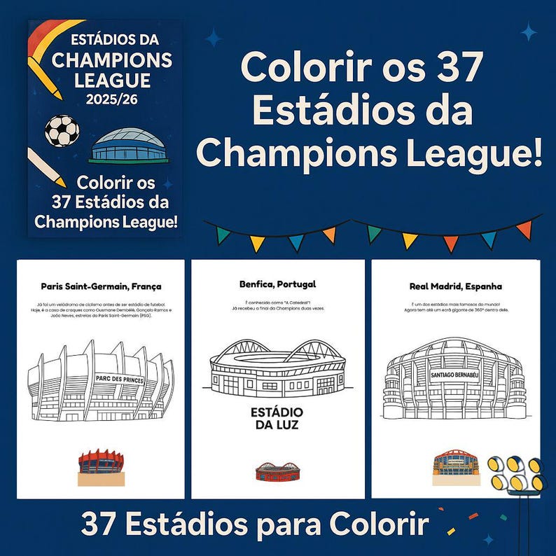 Coloring Book - Champions League Stadiums 2025/26 - Etsy