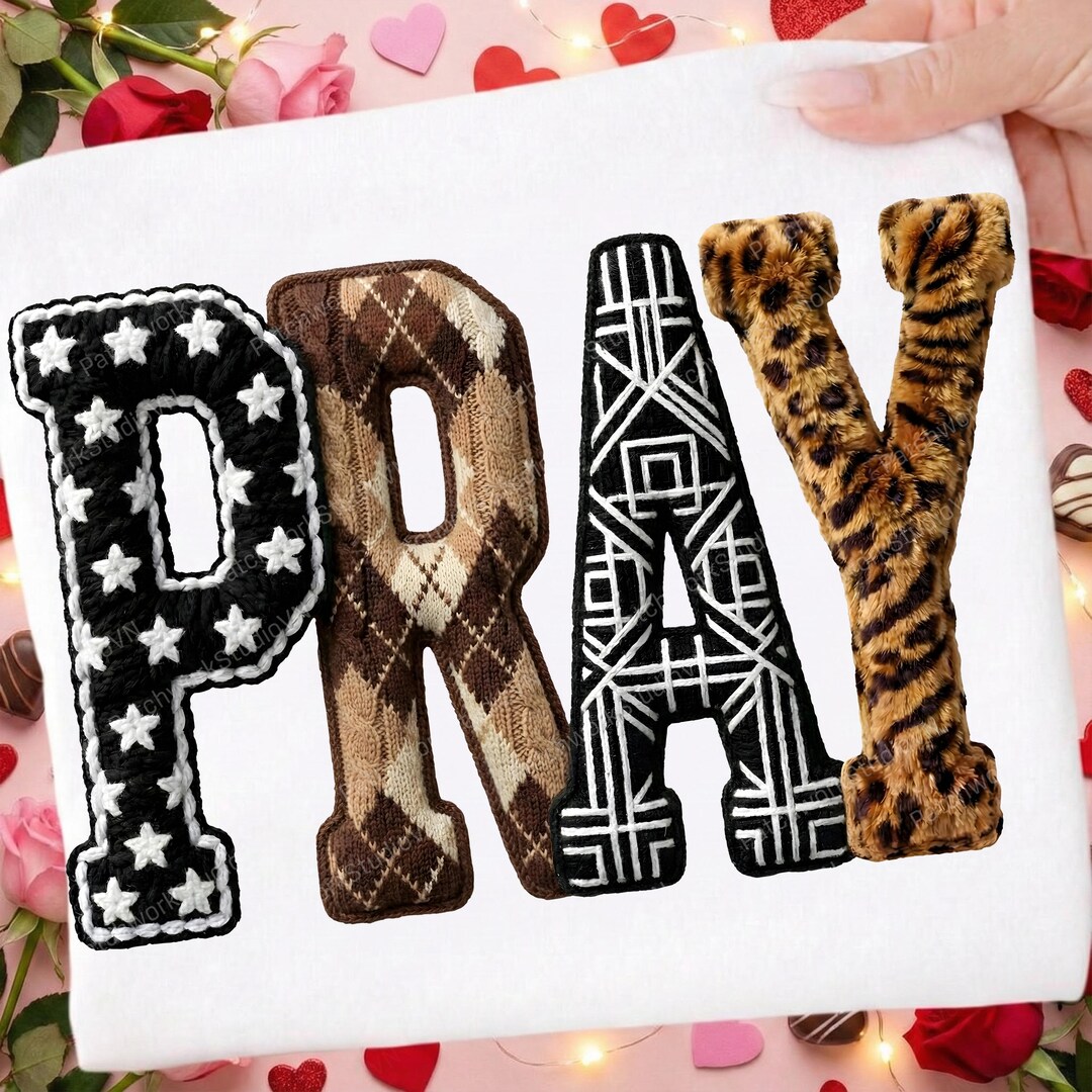 Pray Checkered Yarn Letters PNG, Christian Faith Design (digital ...