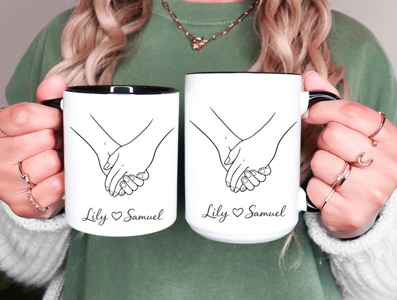 Personalized Holding Hands Couple Name Mug Romantic Gift for ...