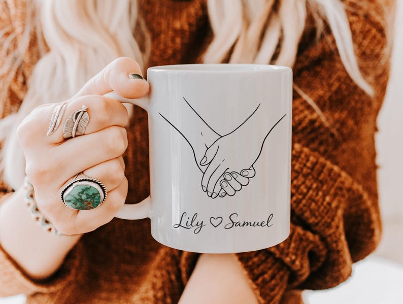 Personalized Holding Hands Couple Name Mug Romantic Gift for ...