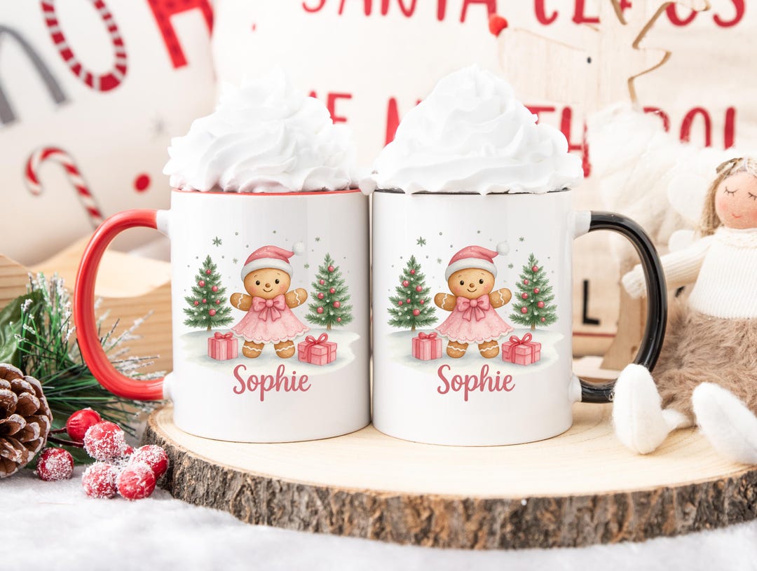 Personalized Gingerbread Girl Mug, Cute Christmas Mug for Kids, Holiday ...