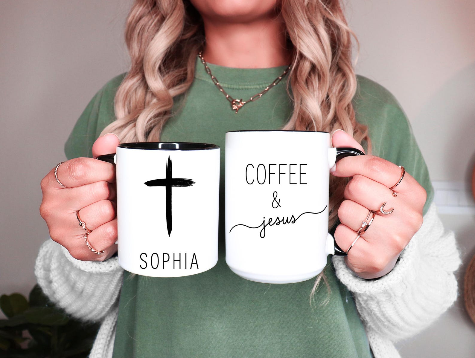 Personalized Coffee and Jesus Mug, Christian Faith Mug With Name and ...