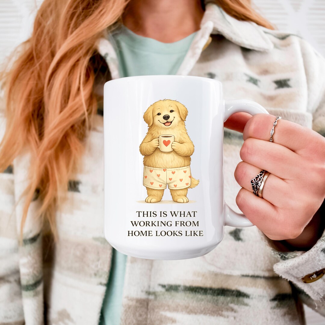Funny Work From Home Dog Mug Cute Puppy Coffee Cup Remote Job Humor ...