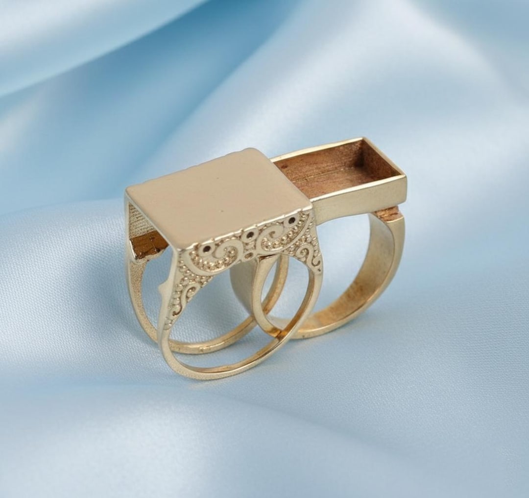 Vintage-style Secret Compartment Ring Base for DIY Jewelry Making ...