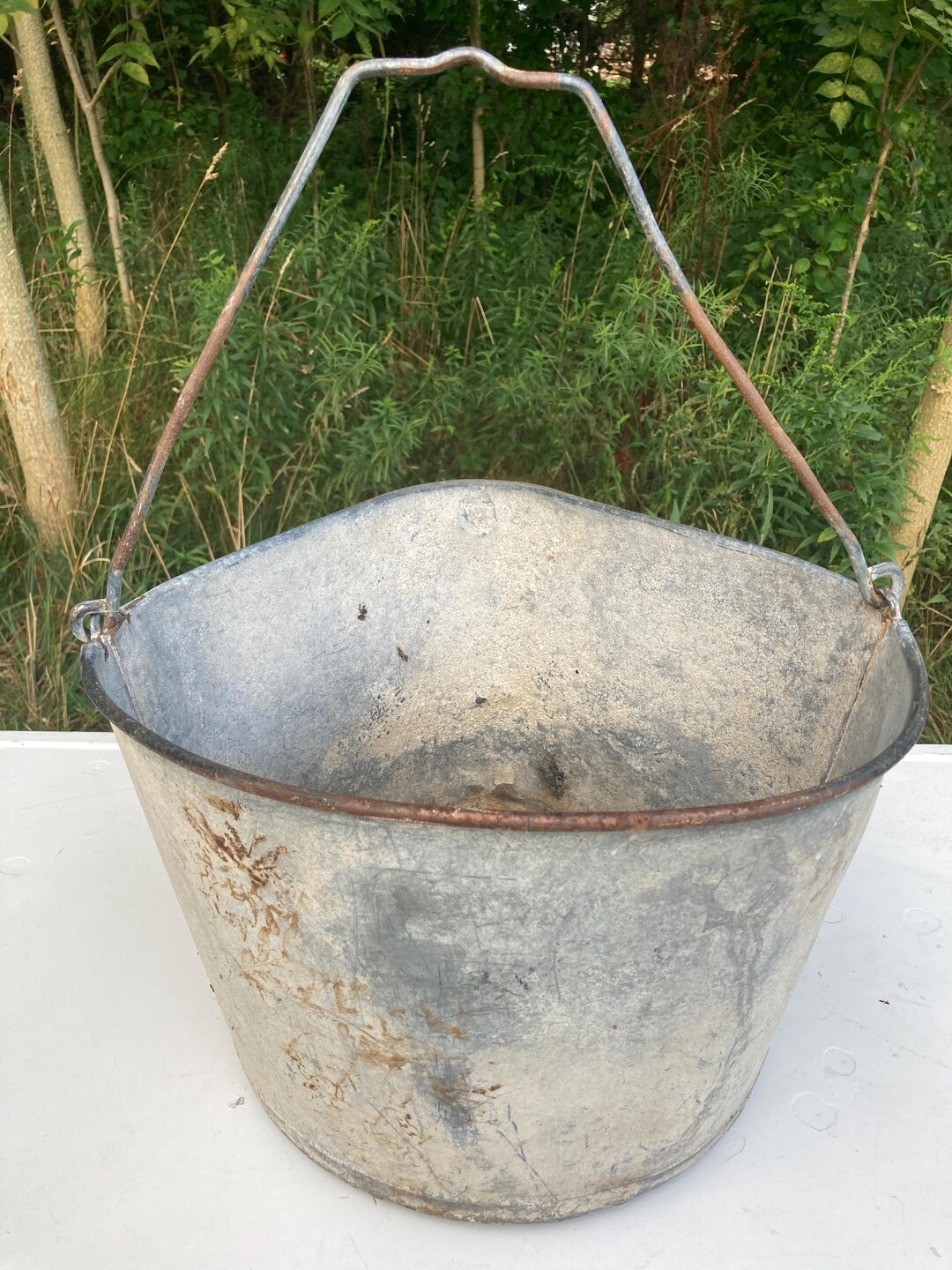Vintage Bucket, Old Metal Bucket, Metal Planter, Container, Rustic ...