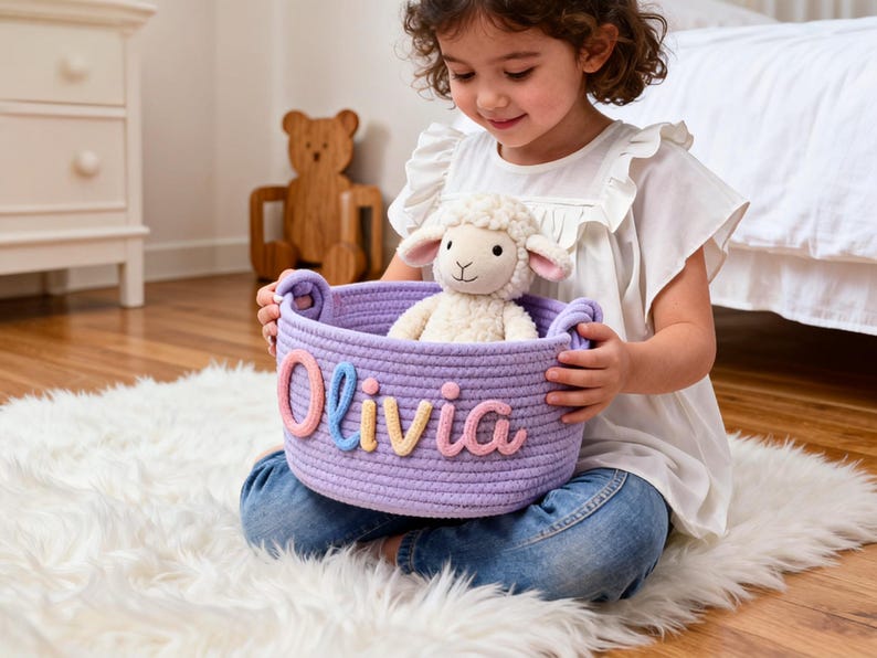 Personalized Cotton Rope Baby Basket: Woven Nursery Storage - Etsy