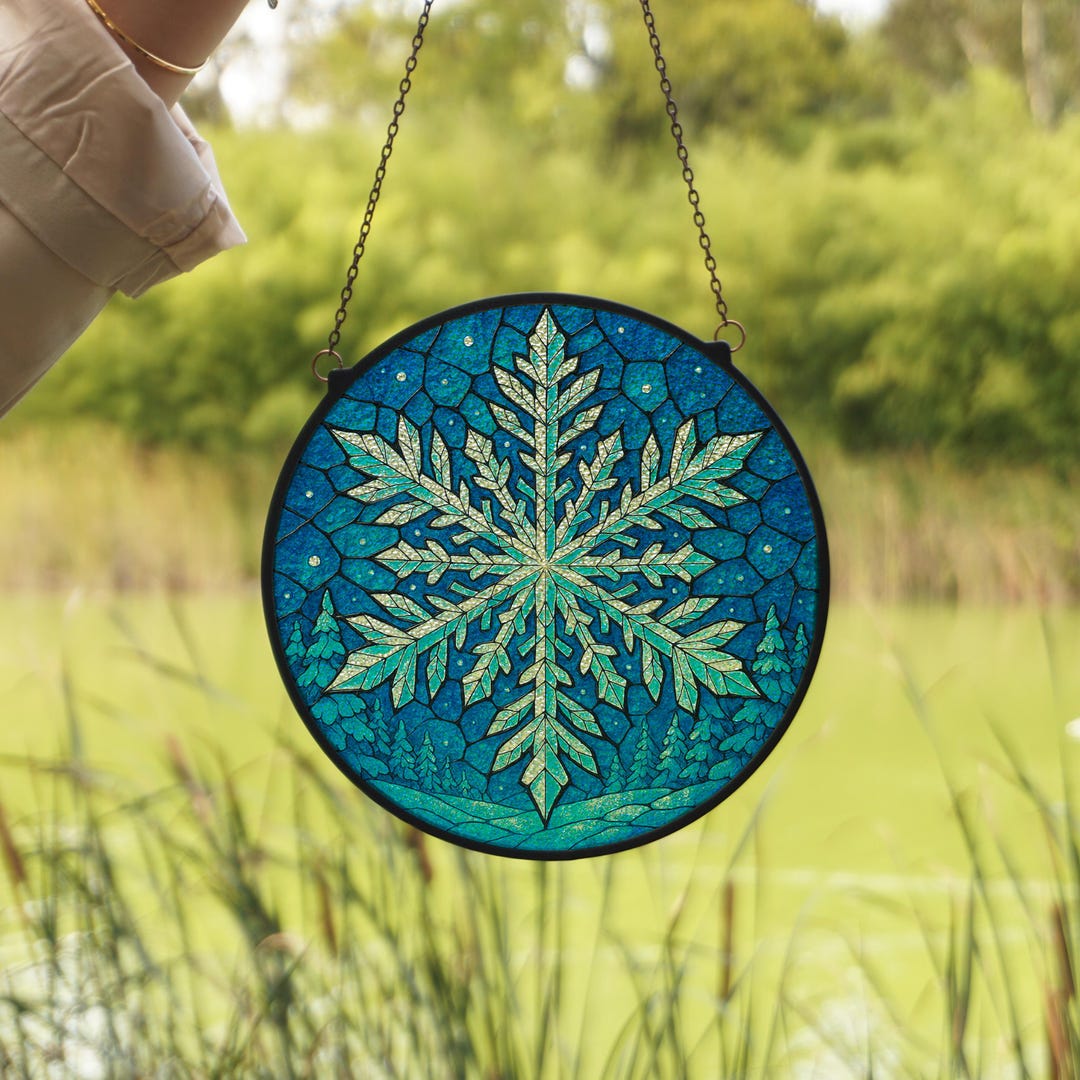 Snowflake Stained Glass Suncatcher, Winter Window Decoration, Handmade ...