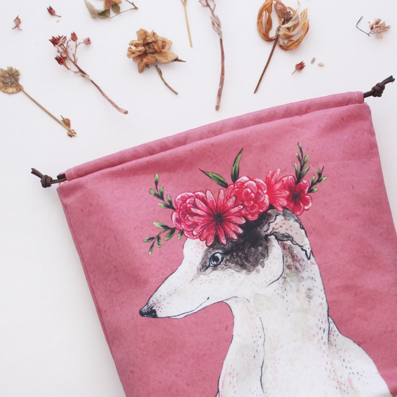 Knitting Project Bag, Greyhound Project Bag, Vegan Bag, Organic Cotton ...