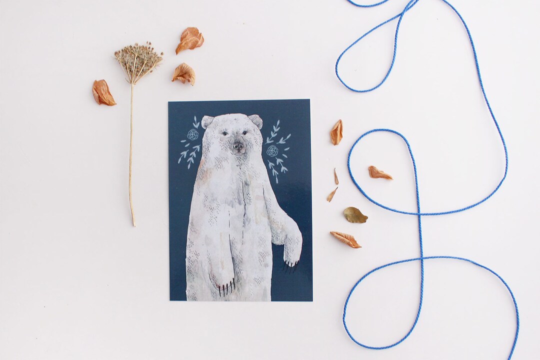 Polar Bear 4x6 Print. Watercolor Illustration. Botanical Print. Arctic ...