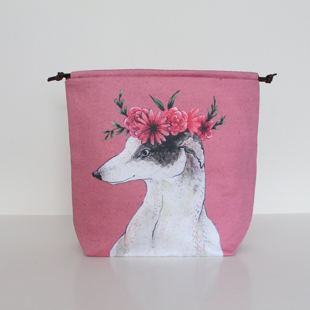 Knitting Project Bag, Greyhound Project Bag, Vegan Bag, Organic Cotton ...