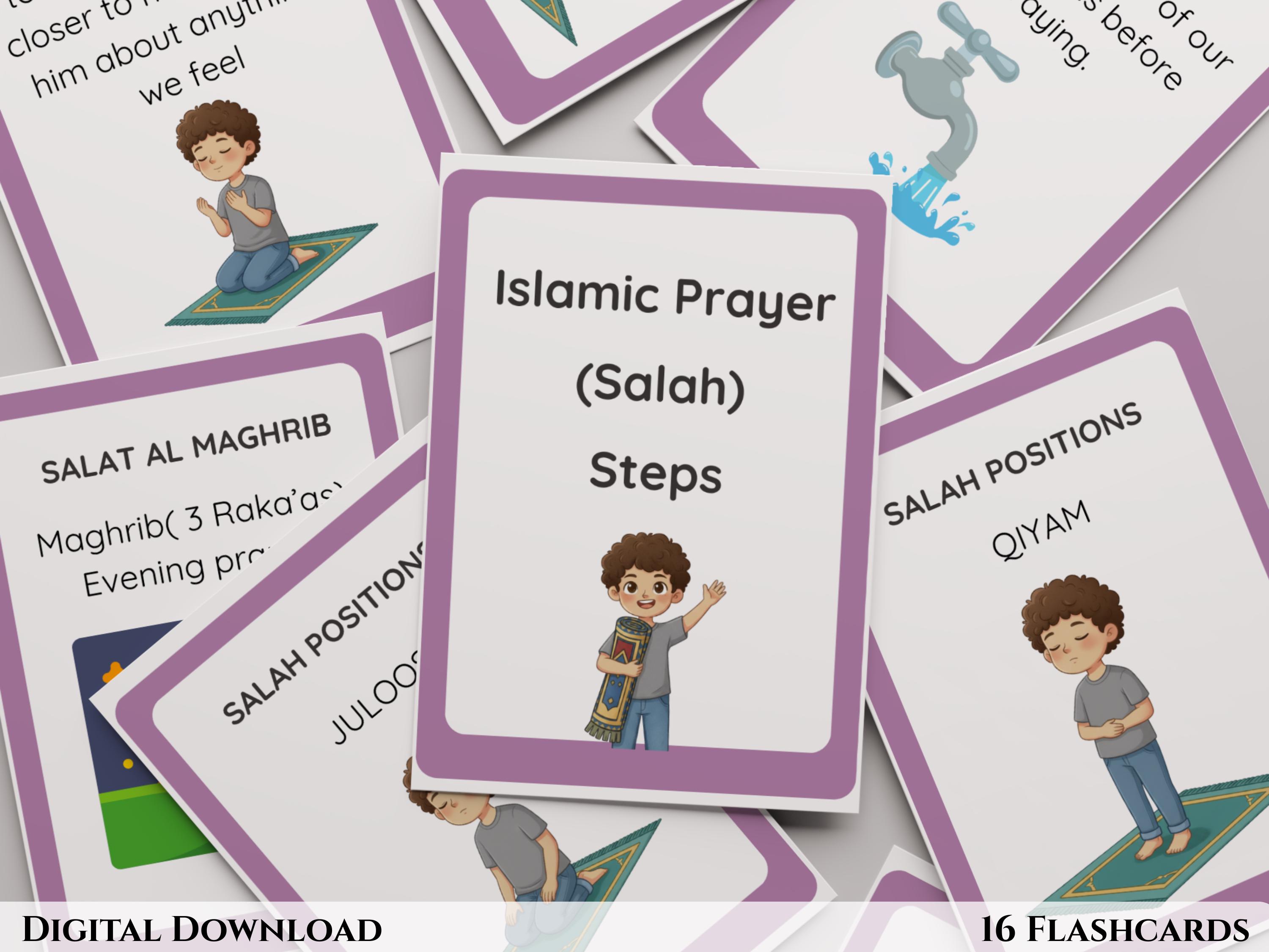 Islamic Prayer Flashcards for Kids|salah Steps|cards|education|muslim ...
