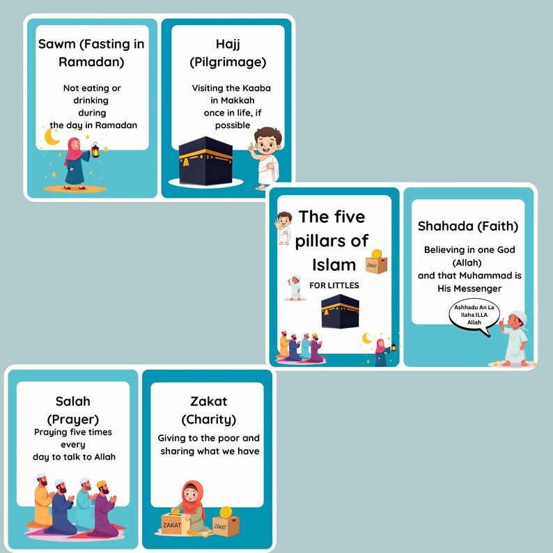 Five Pillars of Islam Flashcards, Islamic Education, Homeschool ...