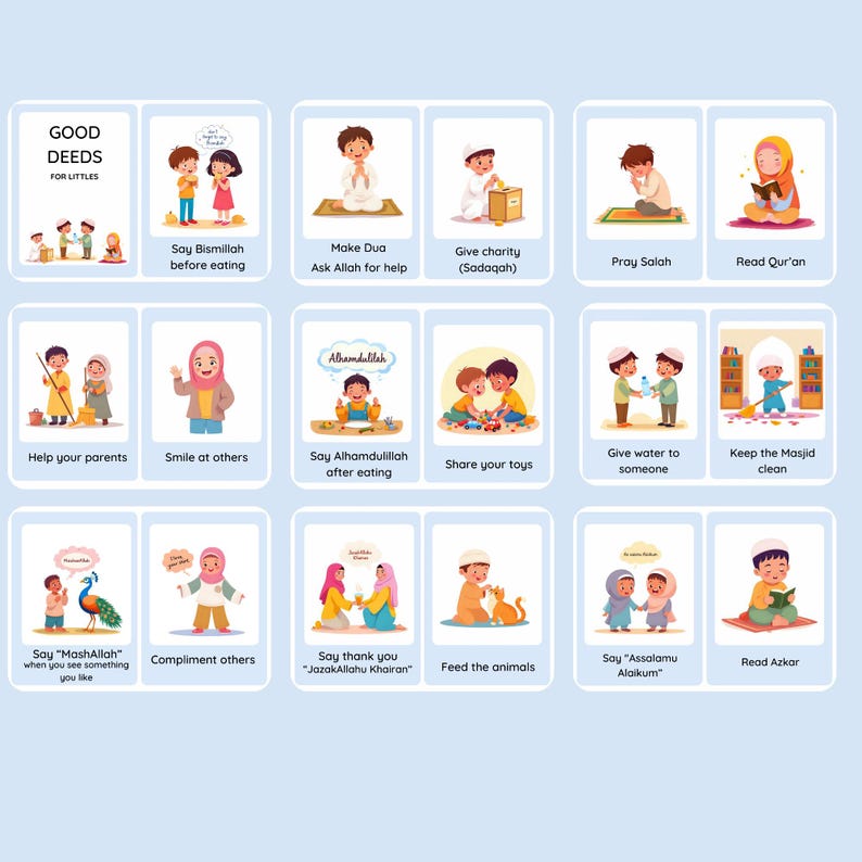 Islamic Flashcards for Kids |good Deeds|cards |motivational ...