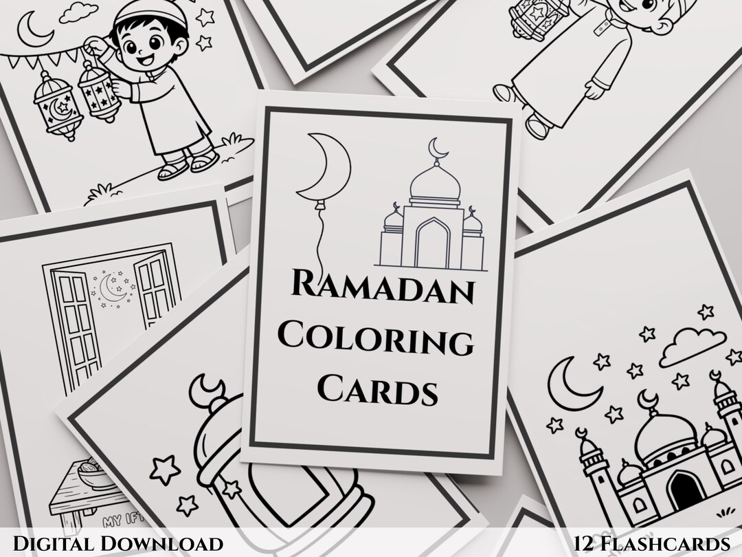 Ramadan Coloring Cards|pages|activity|islamic Flashcards|kids Activity ...