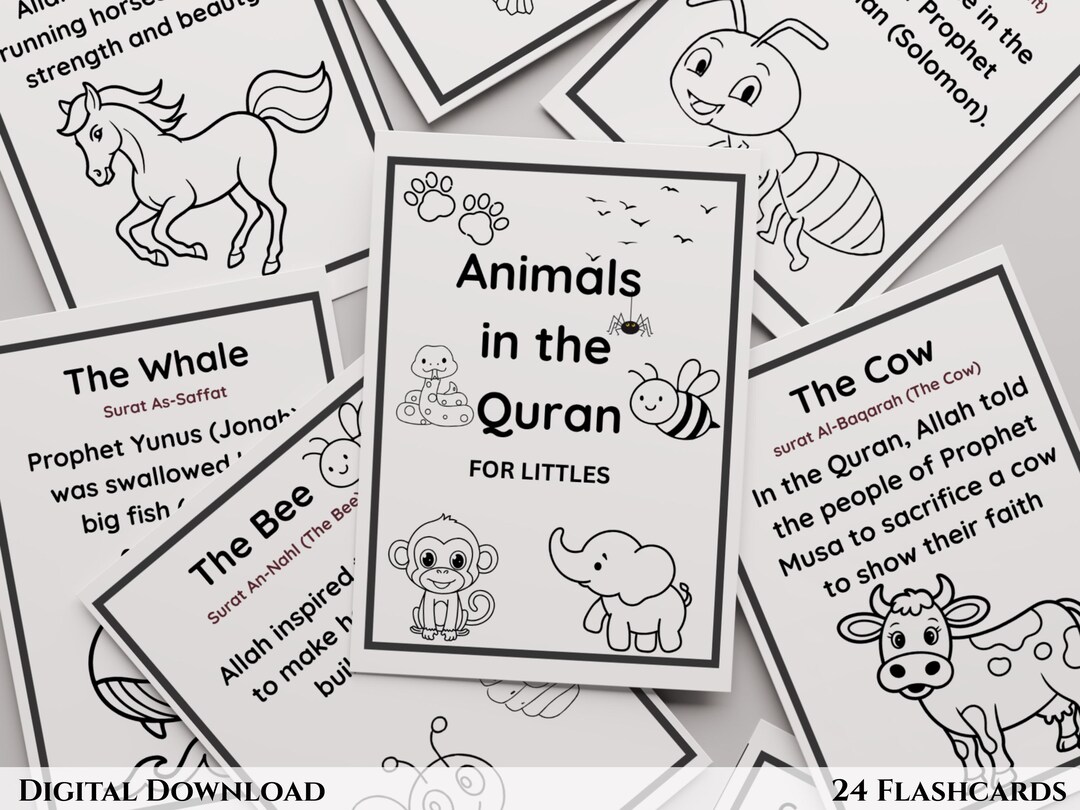 Quran Animals Coloring Pages|islamic Cards|kids Activity|education ...