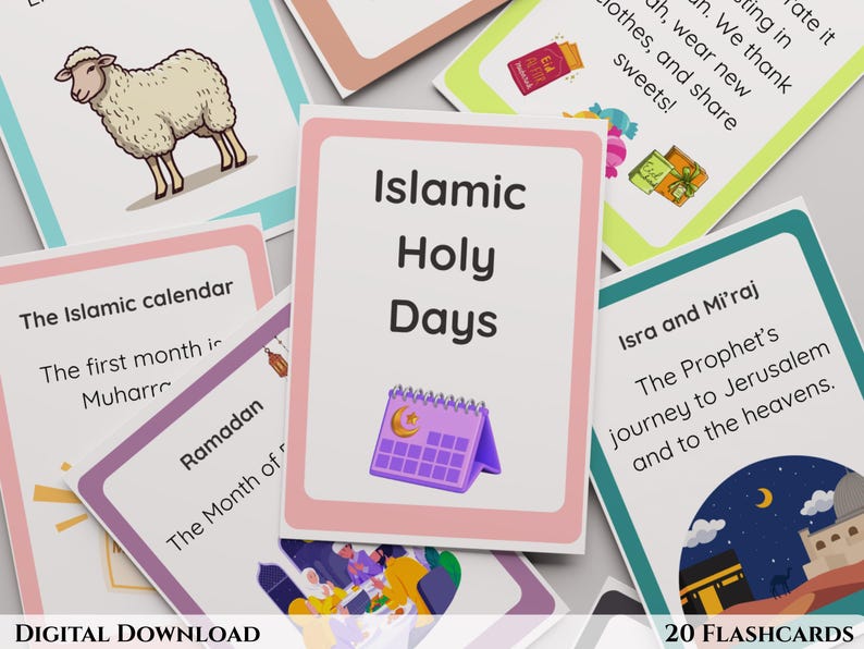 Islamic Holy Days Cards for Kids, Holidays, Education, Muslim, Eid ...