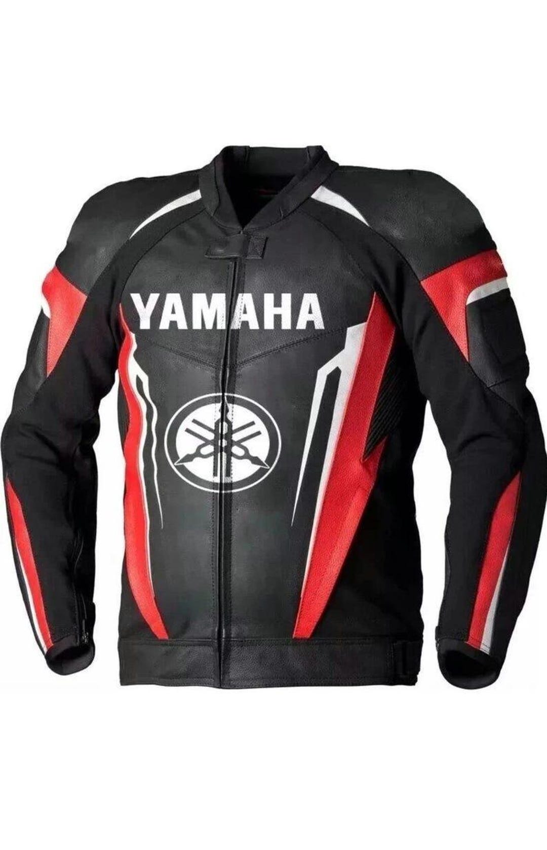 Yamaha Racing Leather Jacket – Black Red Motorcycle Riding Gear for Men ...