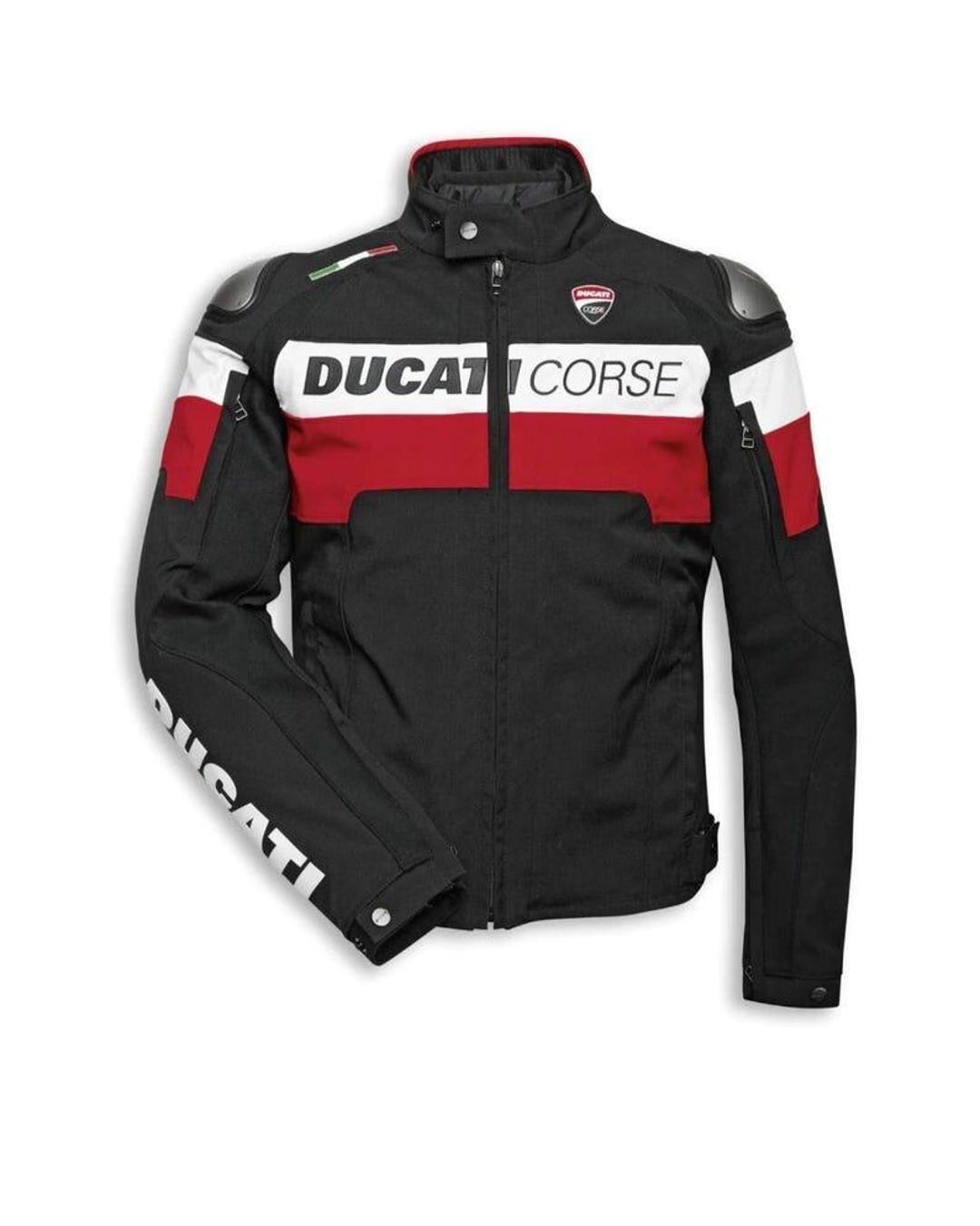Ducati Corse Motorcycle Jacket – Black Red White Riding Jacket | Men’s ...