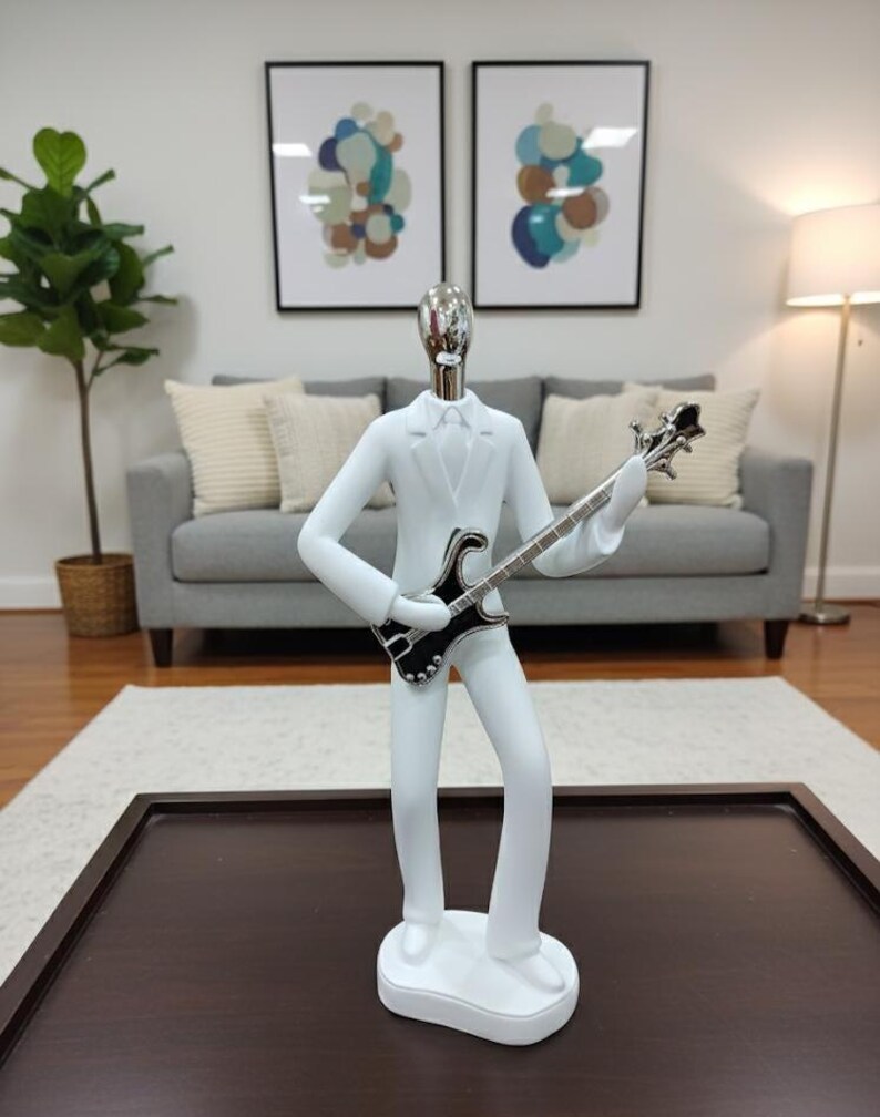 Jazz Band Figurine Set • Black & White Resin Musician Sculpture, Modern ...