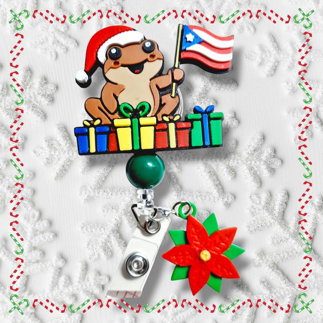 Coqui Con Regalos De Navidad Puerto Rico Badge Reel ID Holder - Etsy