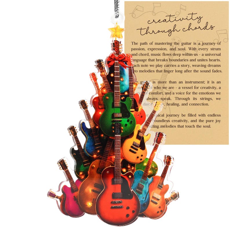 Guitar Tree Christmas Ornament, Music Lover Holiday Decor, Creative ...