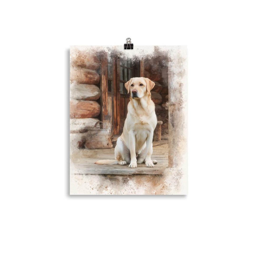 Labrador Retriever Dog Art Print, Yellow Lab Watercolor Poster, Rustic ...
